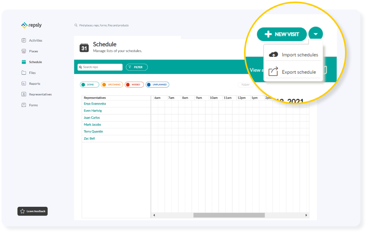 Improvements to Schedule Import/Export – Repsly Knowledge Base