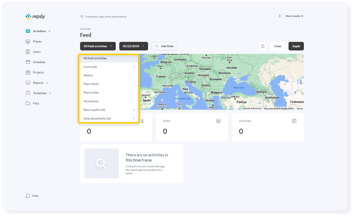 How to export your Place visit report – Repsly Knowledge Base