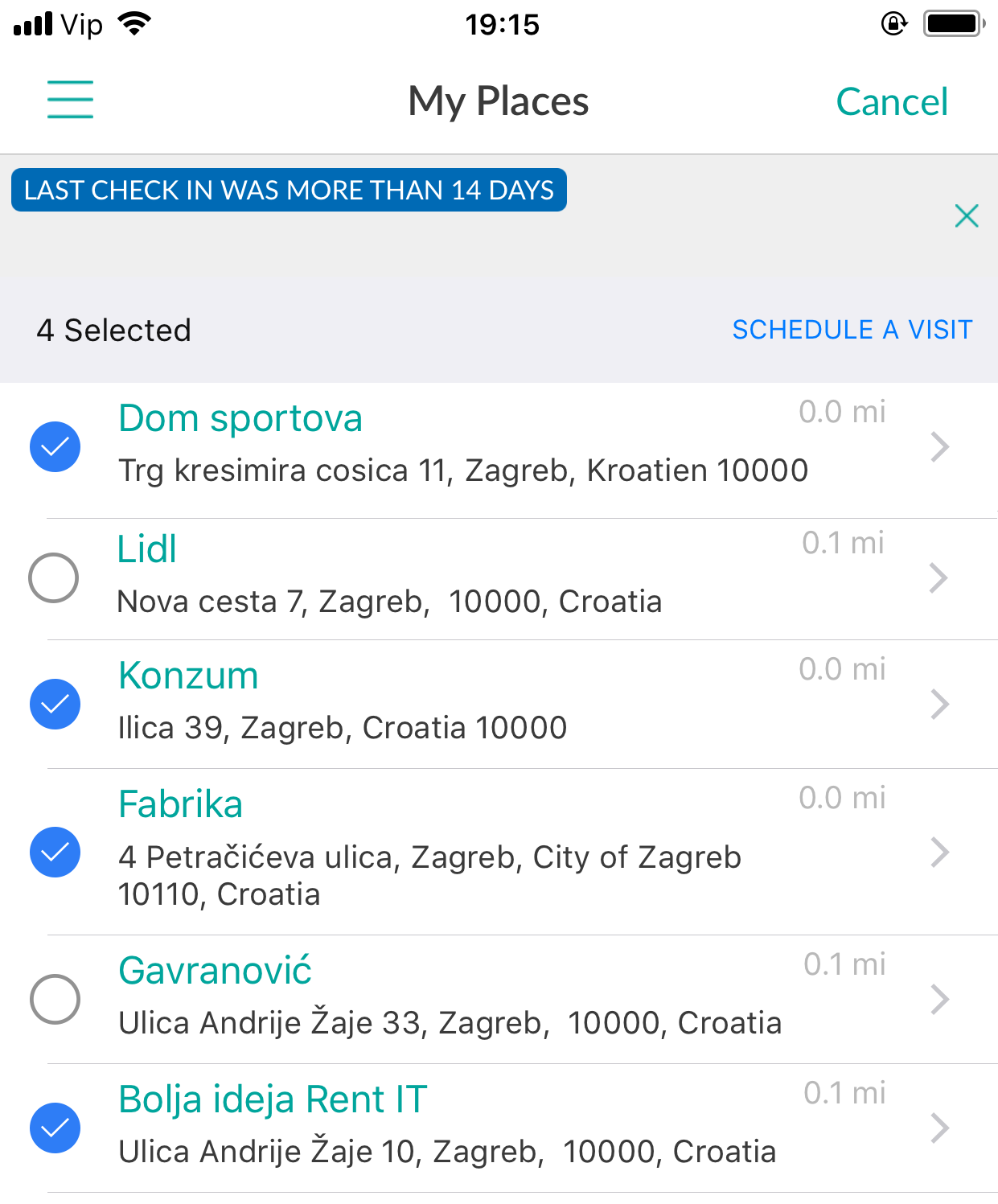Schedule multiple visits in bulk in the Mobile app – Repsly Knowledge Base