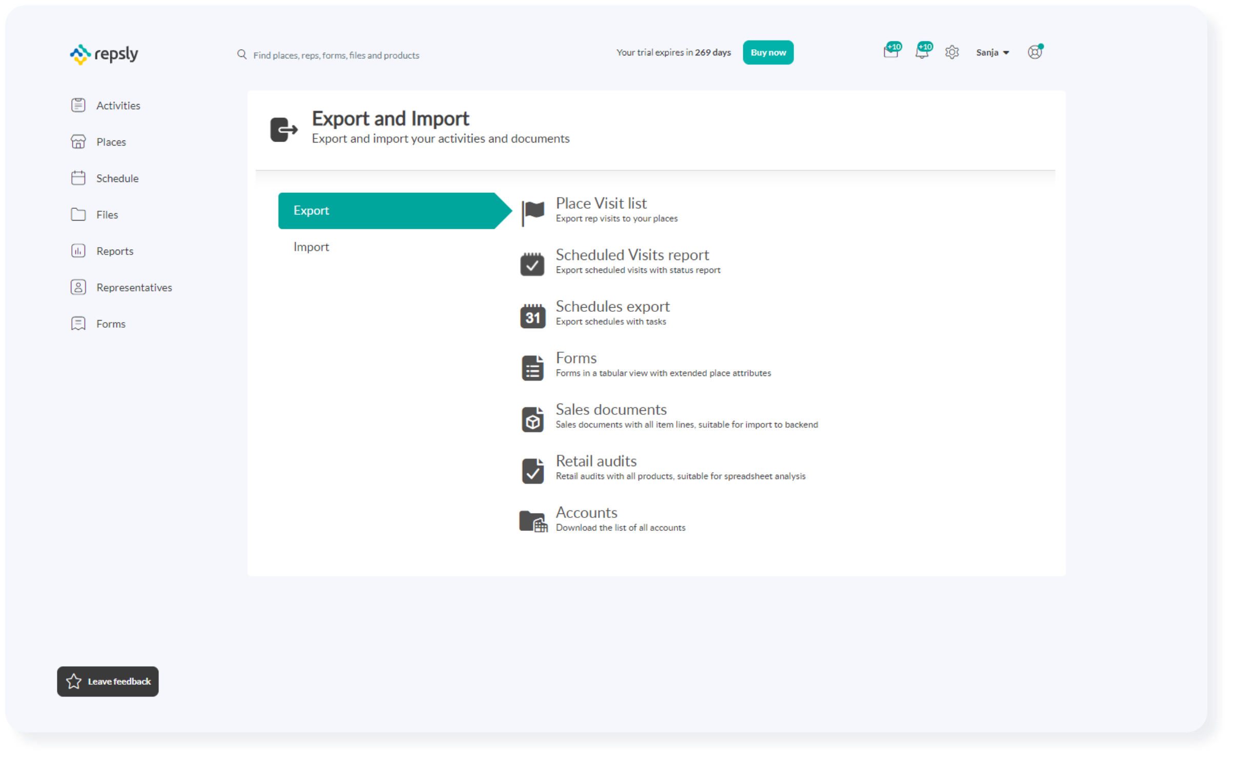 How To Export All The Data Before Closing The Account Repsly