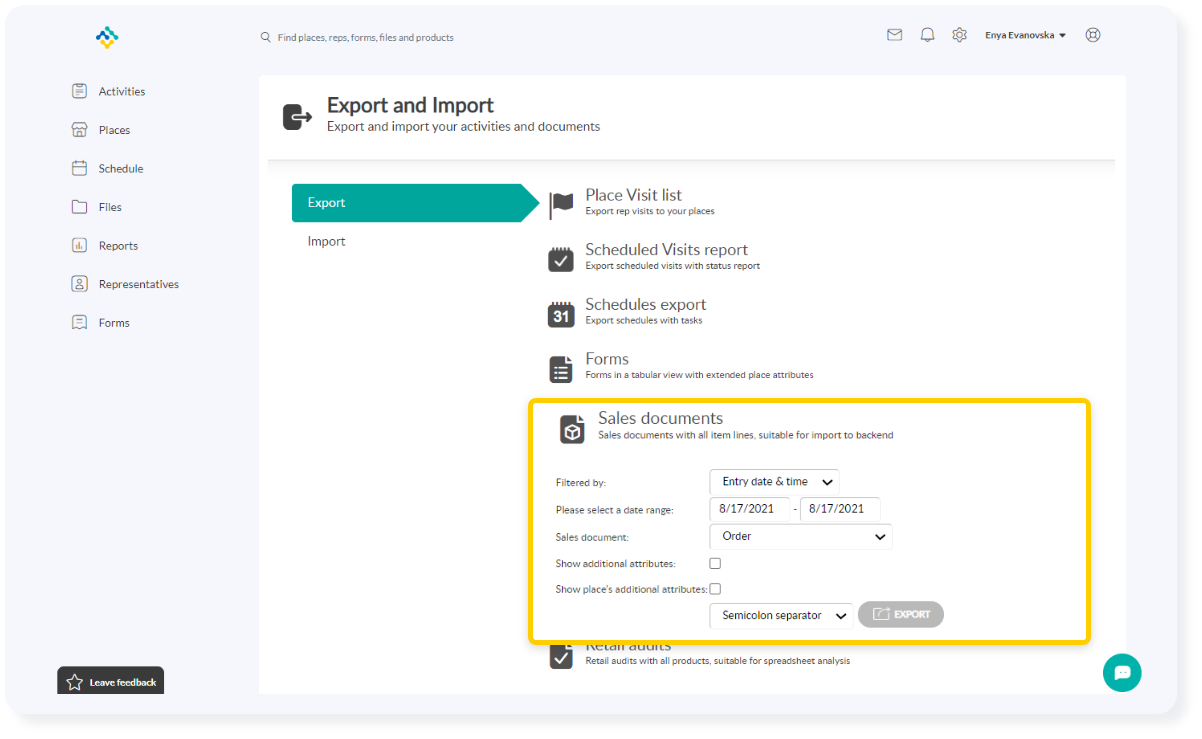 How To Export Sales Documents With Additional Attributes Repsly 